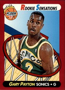 1991-92 fleer rookie sensations basketball #9 gary payton seattle supersonics official nba trading card from fleer/skybox