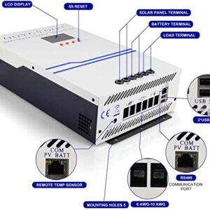 100 Amp MPPT Solar Charge Controller 24V 12V Auto, 100A Solar Panel Regulator Max Input Power 2500W, for AGM Sealed Gel Flooded Lithium Battery