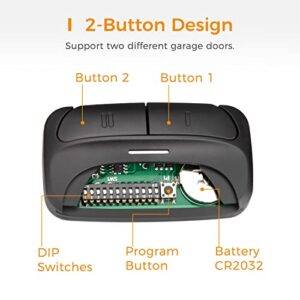 Refoss Universal Garage Door Remote Control, Replacement for Liftmaster Chamberlain 371LM, 373LM, 375LM, 375UT, 971LM, 973LM, 893MAX, KLIK1U, 315MHz, 390MHz, Intellicode Multicode Linear 3089, Black