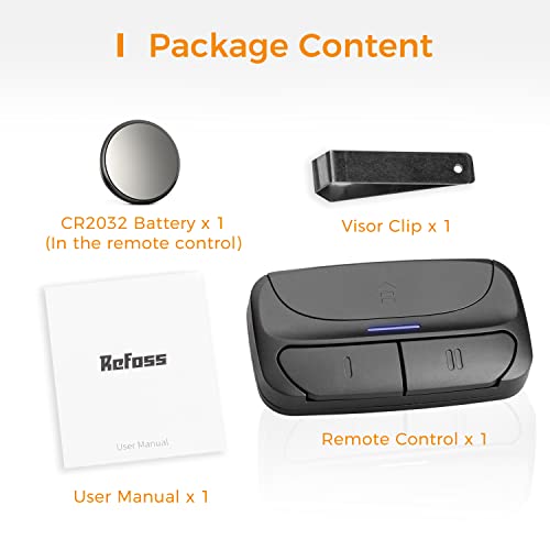 Refoss Universal Garage Door Remote Control, Replacement for Liftmaster Chamberlain 371LM, 373LM, 375LM, 375UT, 971LM, 973LM, 893MAX, KLIK1U, 315MHz, 390MHz, Intellicode Multicode Linear 3089, Black