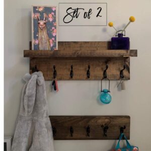 Coat Rack SET of 2 (Choose your Length) Towel RackEntryway Organizer Wall Mounted