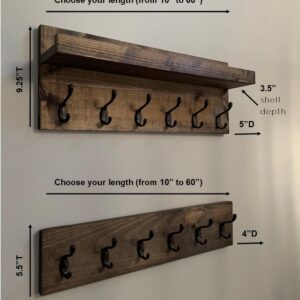 Coat Rack SET of 2 (Choose your Length) Towel RackEntryway Organizer Wall Mounted