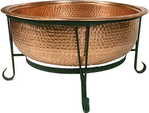 Global Outdoors 26" Genuine Copper Fire Pit with Screen, Cover and Safety Poker