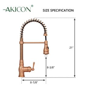 Single Handle Pull-Down Copper Kitchen Faucet with Spring Spout- Including 5Years Warranty Akicon (AK518A)