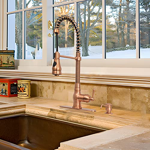 Single Handle Pull-Down Copper Kitchen Faucet with Spring Spout- Including 5Years Warranty Akicon (AK518A)