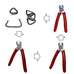 HARDK Hog Ring Pliers set Angled,300 Galvanized Hog Rings - Professional Upholstery Installation Kit