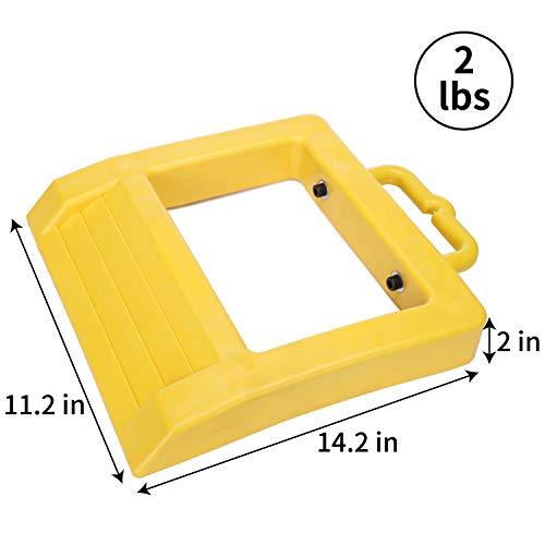 Homeon Wheels Pallet Truck Chock Heavy Duty Pallet Jack Stopper 14.2" Length x 11.6" Width x 2" Height Yellow (1 Pack)