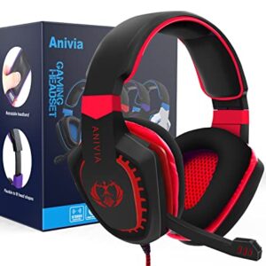 Anivia AH28 Over Ear Headphones Wired Stereo Computer Headsets Gaming Headset with Mic, Bass with Volume Control, Noise Isolating for Multi-Platforms