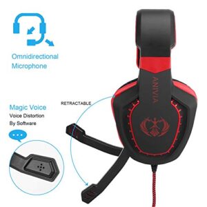 Anivia AH28 Over Ear Headphones Wired Stereo Computer Headsets Gaming Headset with Mic, Bass with Volume Control, Noise Isolating for Multi-Platforms