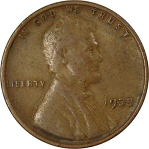 1933 lincoln wheat cent ag about good bronze penny 1c coin collectible