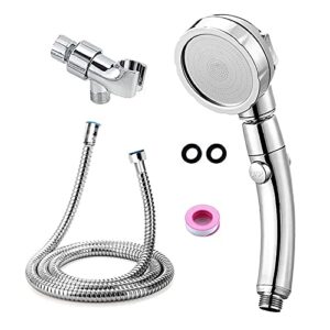 handheld shower head with 59inch stainless steel hose and adjustable holder, 360 degree rotating adjustable high pressure showerhead with on/off switch 3 spray modes rv bathroom shower set