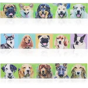 dog 3d plastic rulers for kids (3 designs, 12 pack)