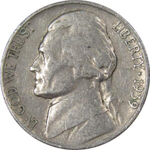 1939 jefferson nickel 5 cent piece ag about good 5c us coin collectible