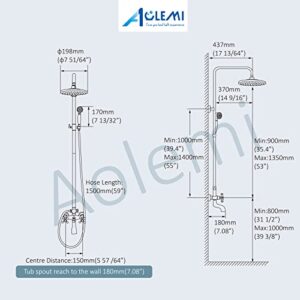 Aolemi Antique Brass Tub Shower Faucet 8 Inch Shower Head Vintage Shower Fixture Set Mixer Handheld Spray Triple Function Shower Combo