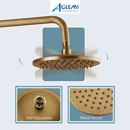 Aolemi Antique Brass Tub Shower Faucet 8 Inch Shower Head Vintage Shower Fixture Set Mixer Handheld Spray Triple Function Shower Combo