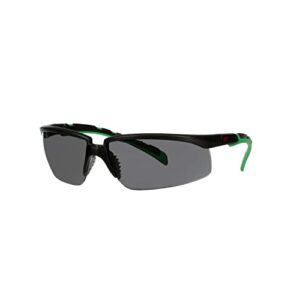 3M Safety Glasses, Solus 2000 Series, Anti-Scratch, IR Shade 3.0 Gray Lens, Black/Green Temples