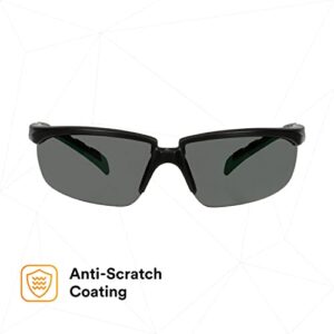 3M Safety Glasses, Solus 2000 Series, Anti-Scratch, IR Shade 3.0 Gray Lens, Black/Green Temples