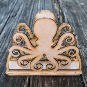 napkin holder - octopus - raw wood craft