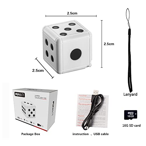 Fun&H Dice Mini Spy Camera, 1080P Portable Wireless Nanny Cam with Night Vision and Motion Detection, Covert Security Camera for Home and Office