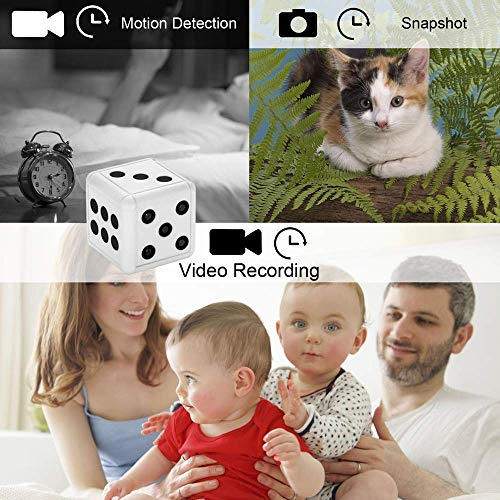 Fun&H Dice Mini Spy Camera, 1080P Portable Wireless Nanny Cam with Night Vision and Motion Detection, Covert Security Camera for Home and Office