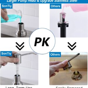 Dish Soap Dispenser for Kitchen Sink, SonTiy Commercial Kitchen Hand Soap Dispenser Pump Brushed Nickel, Stainless Steel Liquid Soap Dispenser with 47" No-Spill Extension Tube+17 OZ Bottle