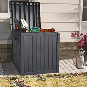 Patiomore 51 Gallon Medium Patio Storage Box, Resin Outdoor Storage Container Deck Box (Grey)…