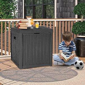 Patiomore 51 Gallon Medium Patio Storage Box, Resin Outdoor Storage Container Deck Box (Grey)…