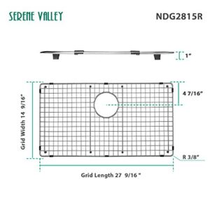 Serene Valley Sink Bottom Grid 27-9/16" x 14-9/16", Rear Drain with Corner Radius 3/16", Kitchen Sink Protector NDG2815R