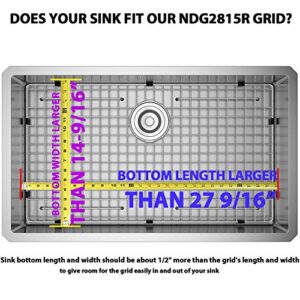 Serene Valley Sink Bottom Grid 27-9/16" x 14-9/16", Rear Drain with Corner Radius 3/16", Kitchen Sink Protector NDG2815R