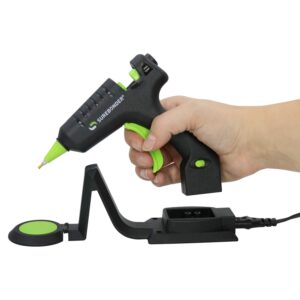 surebonder cordless/corded high temperature mini hot glue gun with detail tip, 20 watt, recharge with portable heat stand (cl-195f)