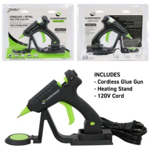 Surebonder Cordless/Corded High Temperature Mini Hot Glue Gun With Detail Tip, 20 Watt, Recharge With Portable Heat Stand (CL-195F)