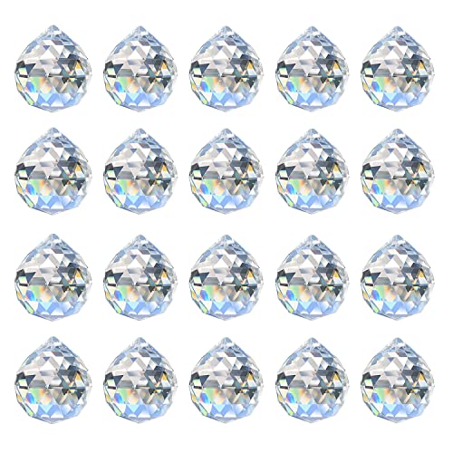 MerryNine 20 Pack Crystal Ball 0.8"/20mm Prism Sun Shine Catcher Rainbow Pendants Maker, Hanging Crystals Prisms for Windows, for Feng Shui, for Gift (Clear)