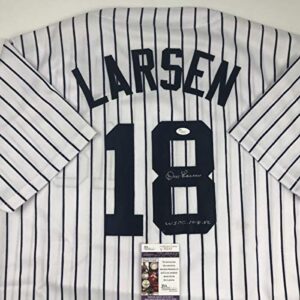 autographed/signed don larsen new york pinstripe baseball jersey jsa coa