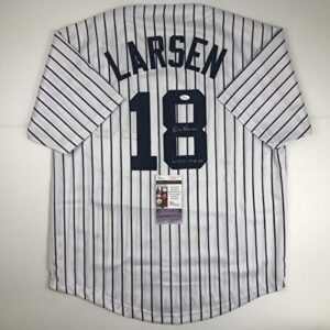 Autographed/Signed Don Larsen New York Pinstripe Baseball Jersey JSA COA