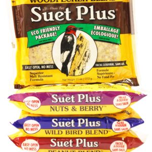 ST. ALBANS BAY SUET PLUS Variety Pack of 4 Flavors of Suet Cakes for Wild Birds 11 Ounces Each