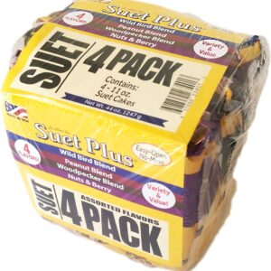 ST. ALBANS BAY SUET PLUS Variety Pack of 4 Flavors of Suet Cakes for Wild Birds 11 Ounces Each