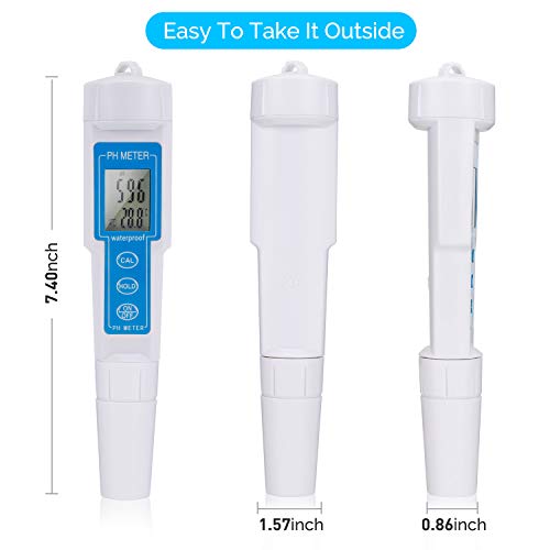 PH Meter Water Tester Digital Aquarium LCD Pen Monitor PH 0.0-14.0 PH with ATC, Control of Quality Water and ph, Swimming Pools, Household Drinking and Aquarium Water