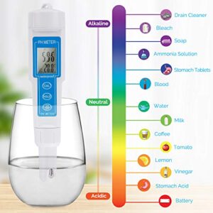 PH Meter Water Tester Digital Aquarium LCD Pen Monitor PH 0.0-14.0 PH with ATC, Control of Quality Water and ph, Swimming Pools, Household Drinking and Aquarium Water