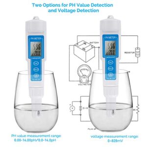 PH Meter Water Tester Digital Aquarium LCD Pen Monitor PH 0.0-14.0 PH with ATC, Control of Quality Water and ph, Swimming Pools, Household Drinking and Aquarium Water