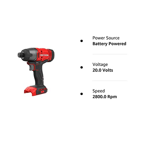 Craftsman CMCF800 V20 20-Volt Max Variable Speed Cordless Impact Driver (Tool Only, Battery/Charger NOT included)