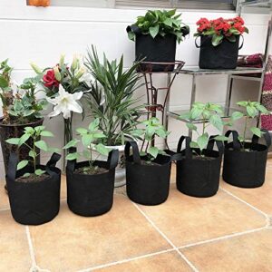 JERIA 8-Pack 5 Gallon Grow Bags, Aeration Fabric Pots with Handles, Heavy Duty Thickened Nonwoven Grow Pots with 8 Pcs Plant Labels