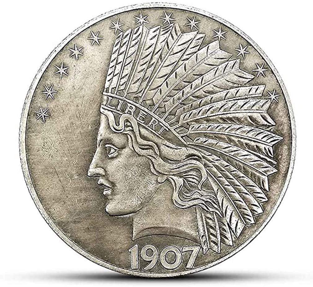 YukaBa MarshLing Antique Liberty Indian Head Ten-Dollars Coin - Great American Commemorative Old Coins- Uncirculated Morgan Dollars-Discover History of US Coins Perfect Quality