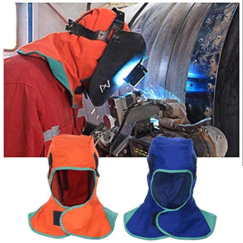 Kevlar Welding Neck Protection, Cut/Scratch/Heat Resistant Neck Protector Shoulder/Drape Match All Kinds Of Welding helmets/Hood/Mask(1PC blue & 1PC orange)