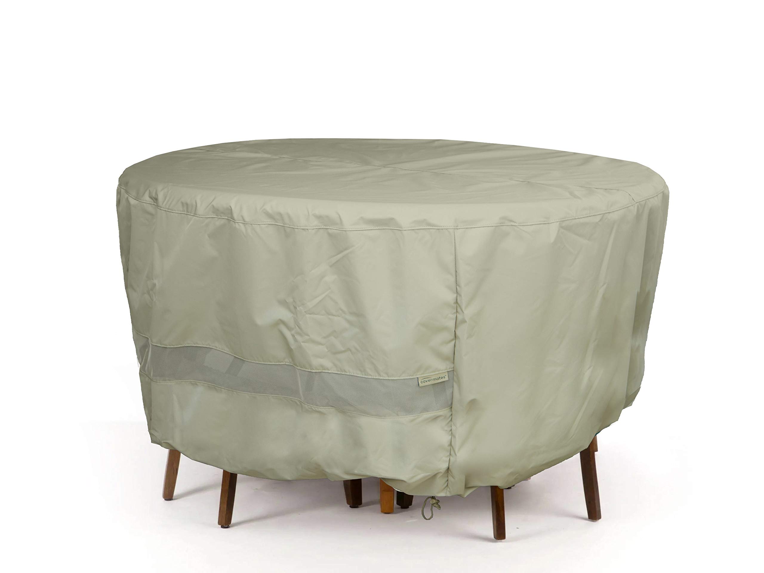 Covermates Round Firepit/Chair Set Cover – Water-Resistant Polyester, Mesh Ventilation, Fire Pit Covers-Khaki