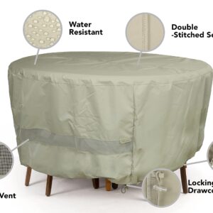 Covermates Round Firepit/Chair Set Cover – Water-Resistant Polyester, Mesh Ventilation, Fire Pit Covers-Khaki