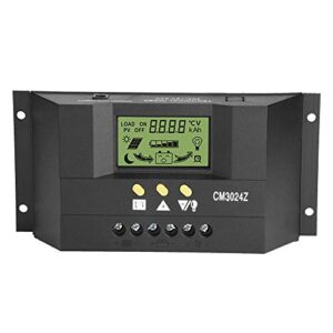 dual usb solar controller, 12v 24v 30a cm3024z pwm intelligent solar panel controller regulator lcd display for connecting battery, solar panel and dc load