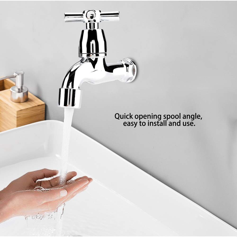 Nikou Kitchen Sink Faucet, ABS Water Faucet Washing Machine Sink Basin Cold Water Tap with Single Spout & Handle (Size : #3 Cross Handle)