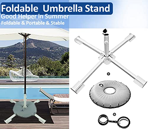 MILIMOLI Beach Umbrella Stand Foldable Adjustable Portable Sunshade Umbrella Base Holder Outdoor with Water Weight Bag (3-Piece Set Beach Umbrella Stand)