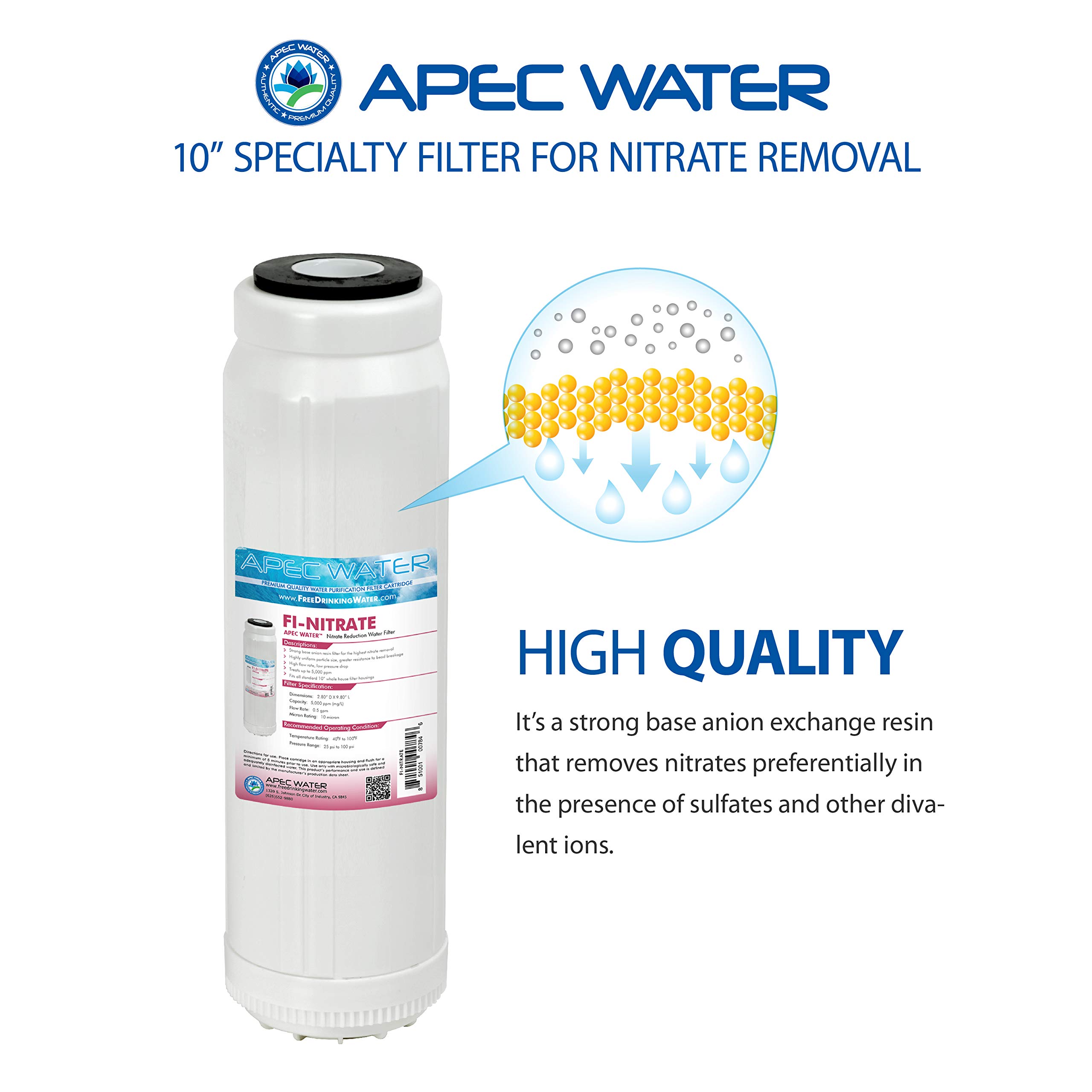 APEC Water Systems FI-Nitrate 2.5"x10" Nitrate Reduction Specialty Water Filter