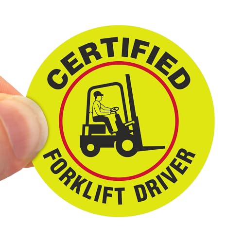 SmartSign “Certified Forklift Driver” Pack of 5 Hard Hat Labels | Retro-Reflective, 2" Circle